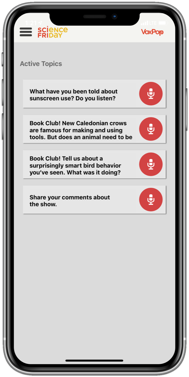 Talk To Science Friday Using The VoxPop App